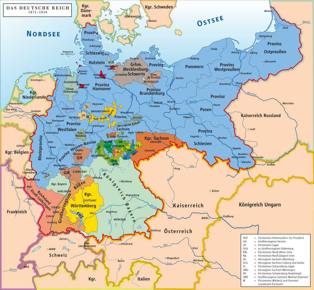 German States and Provinces as of 1912 and Their Current Locations ...